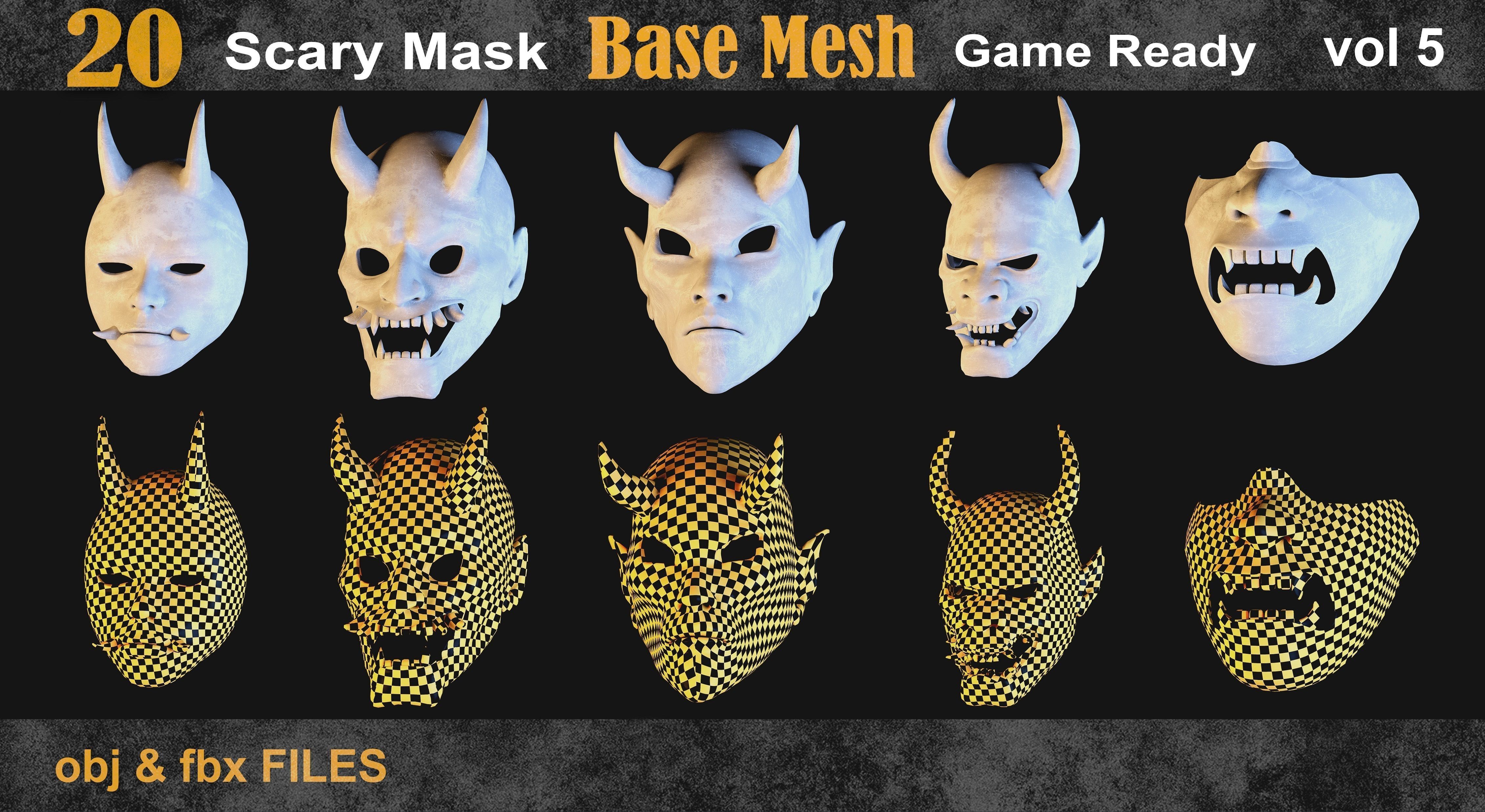 3D model 20 Scary Mask Base Mesh -vol 5 VR / AR / low-poly | CGTrader