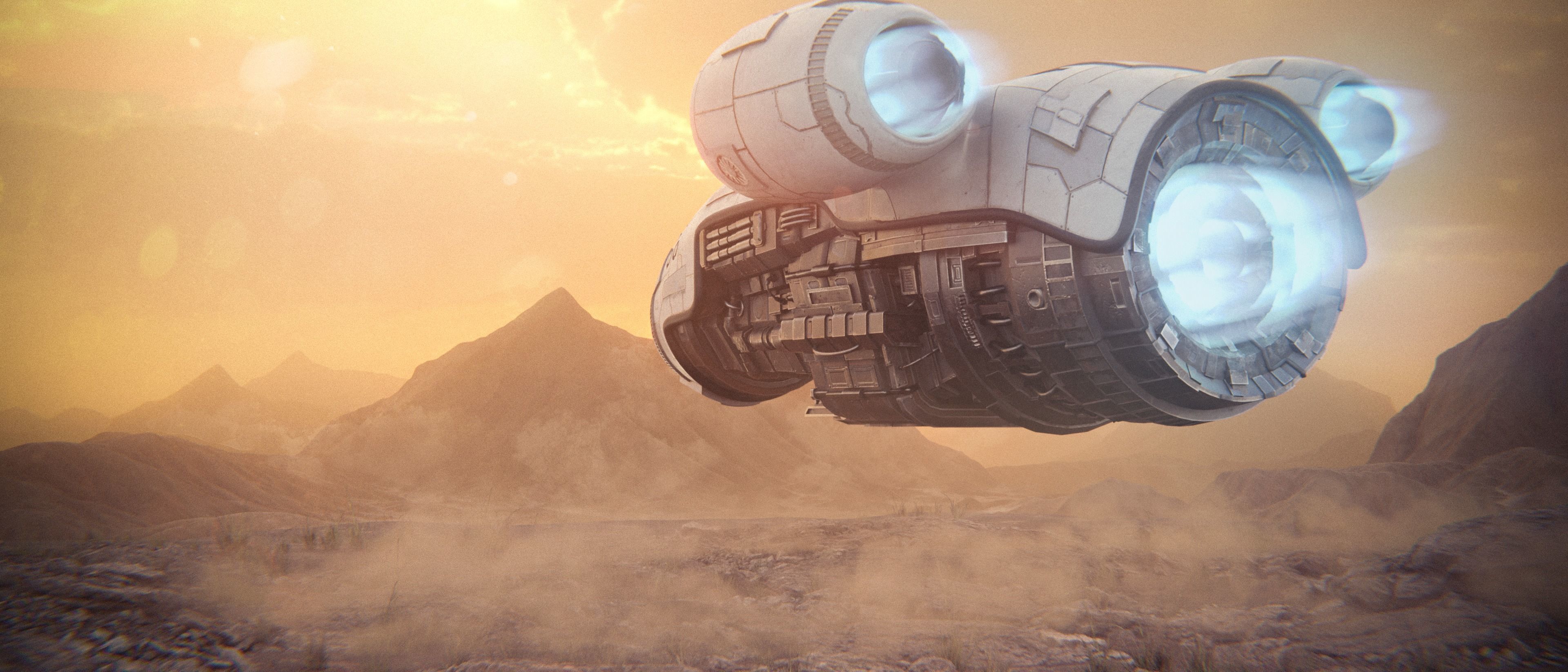 3D model Realistic Spaceship transporter low-poly VR / AR / low-poly ...