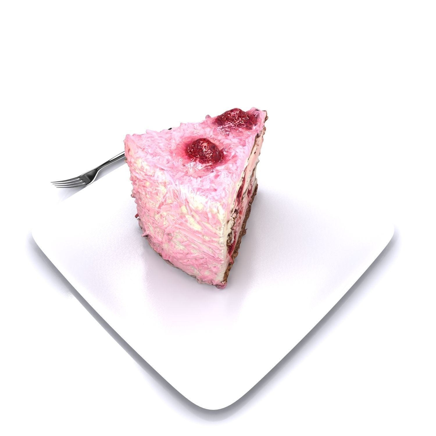 Raspberry Cake Slice 3D model | CGTrader