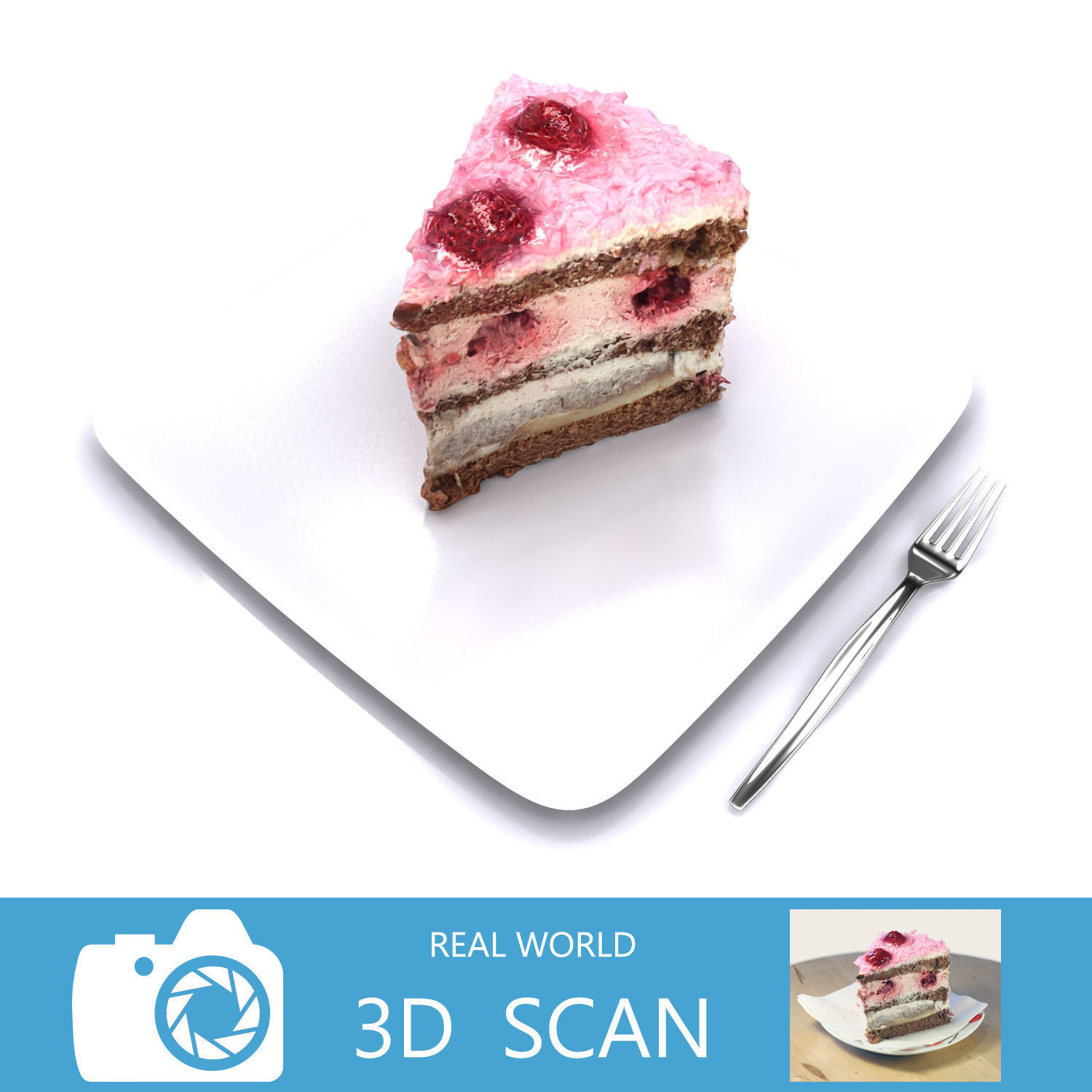 Raspberry Cake Slice 3D model | CGTrader