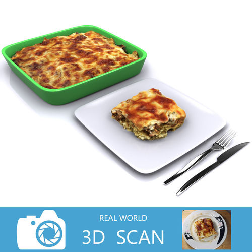 Lasagna cheesy in dish 3D model | CGTrader