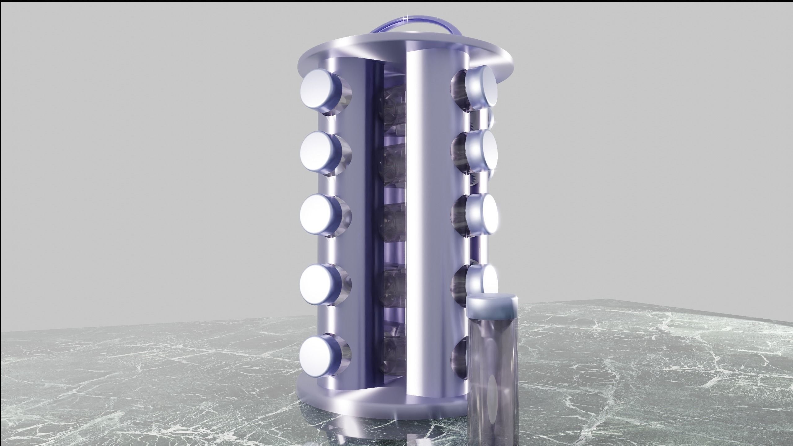 Rotating stainless glass bottle spice rack 3D model | CGTrader