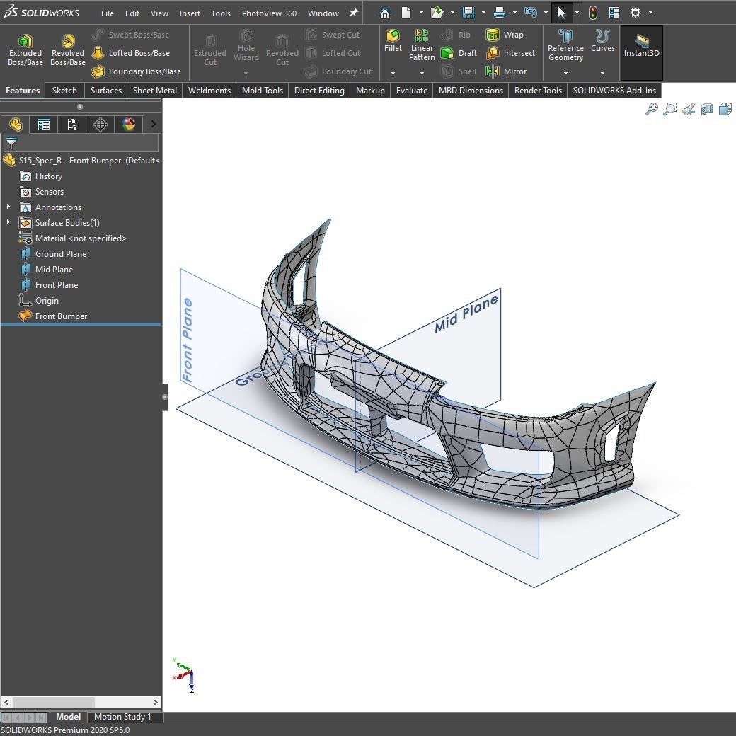 S15 Spec R Front Bumper Exterior Surface - 3D Laser-Scanned 3D model ...