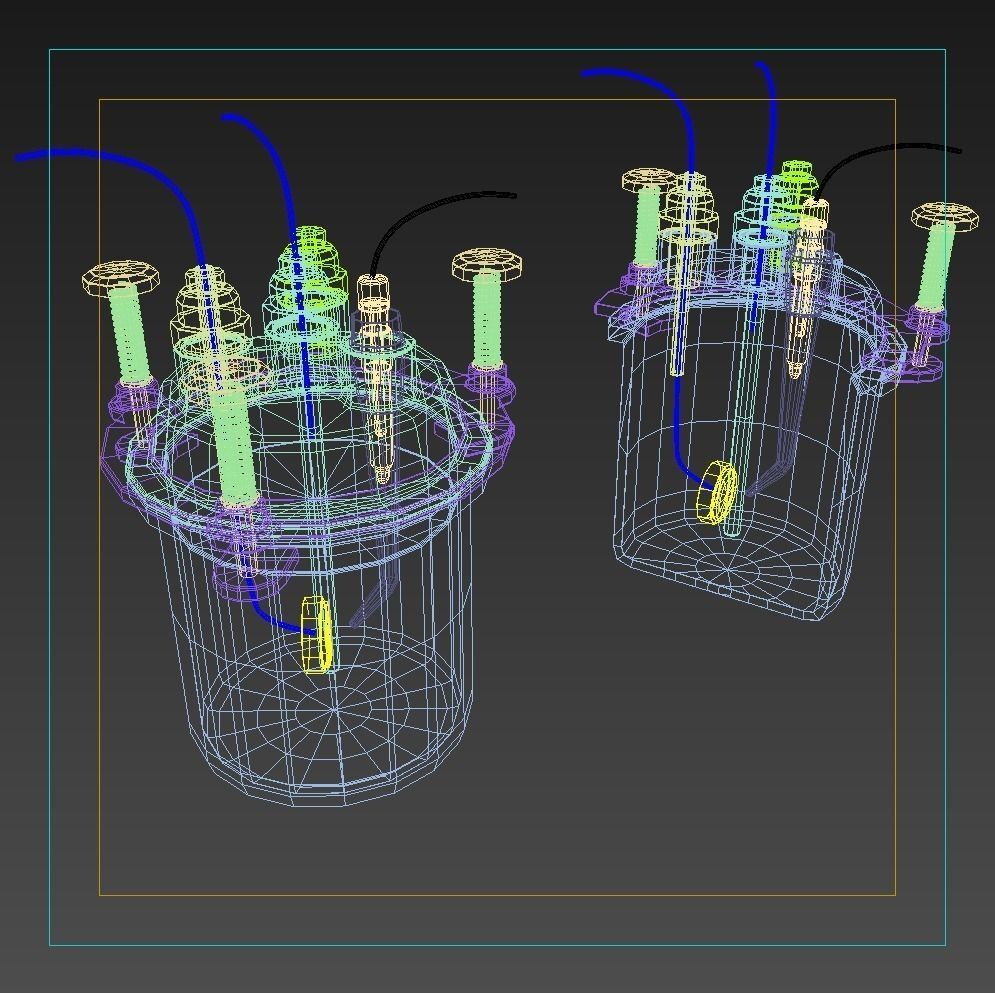 Electrolysis plastic container with two wires in it 3D model | CGTrader