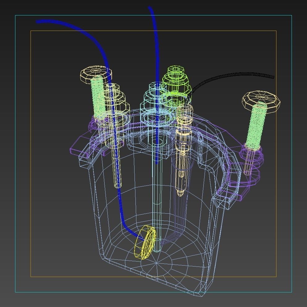Electrolysis plastic container with two wires in it 3D model | CGTrader