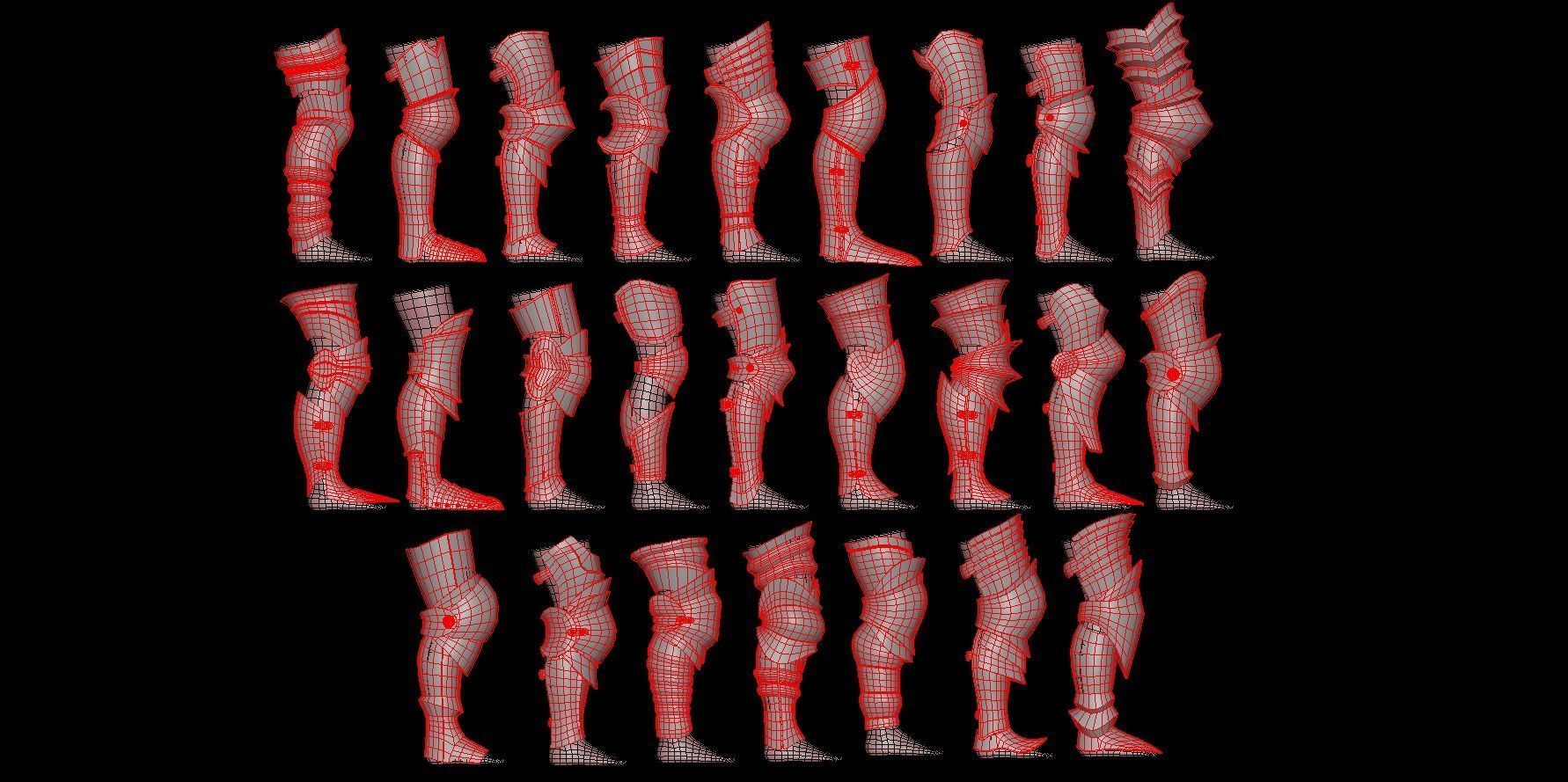 3D model Leg Armor Highpoly and Lowpoly With UVs Vol 1 VR / AR / low ...