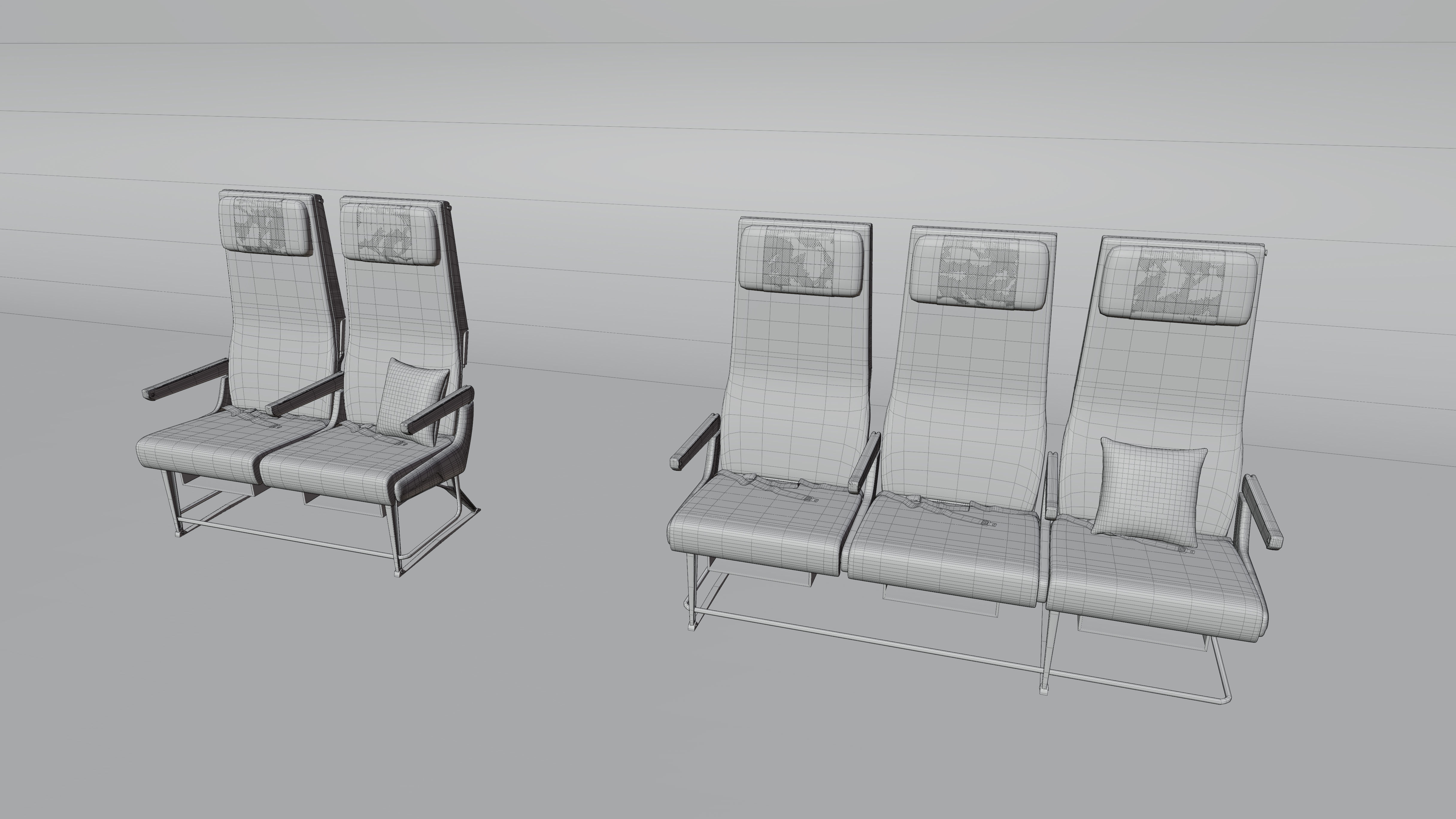 3D model Aircraft seat-Airbus A380 economy seat-high detailed VR / AR ...