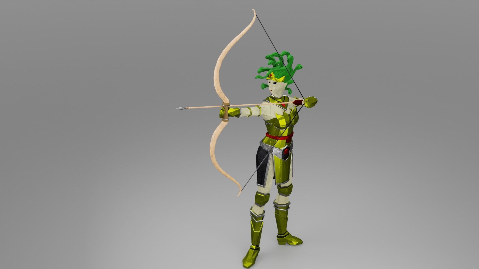 3D model Medusa Gorgon Snake goddess Mythical Horrific Low poly Rigged ...