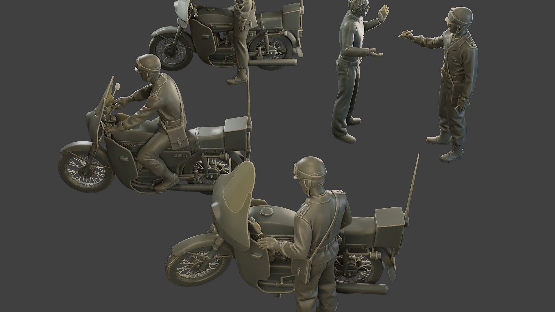 CzechSlovak Communist police Motorcycle CCPM1 Pack1 3D Model Collection ...