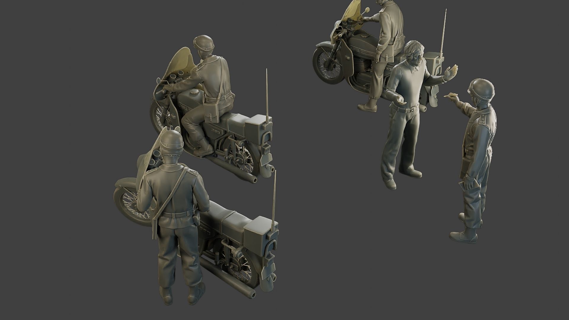 CzechSlovak Communist police Motorcycle CCPM1 Pack1 3D Model Collection ...