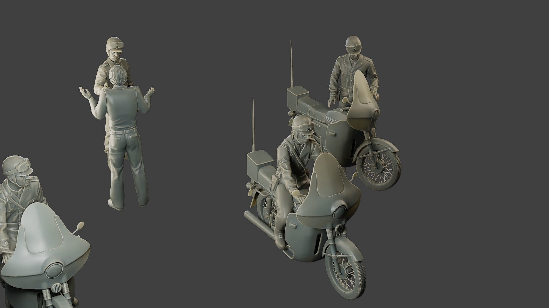 CzechSlovak Communist police Motorcycle CCPM1 Pack1 3D Model Collection ...