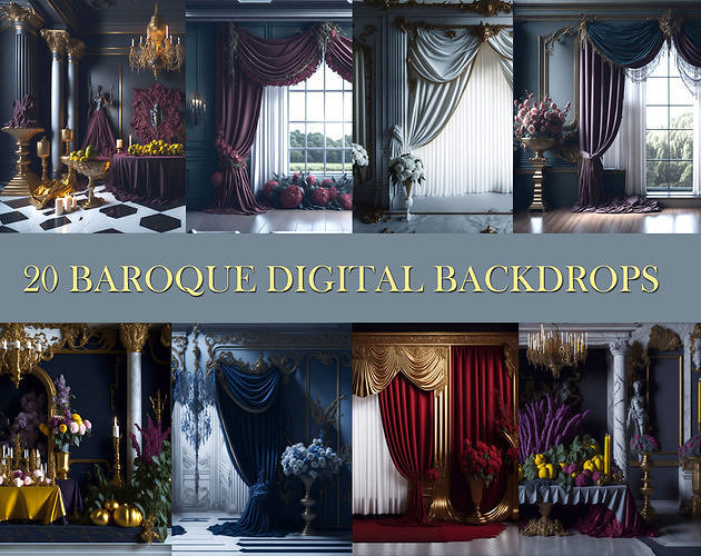 20 Baroque Style Backdrops 3D model | CGTrader