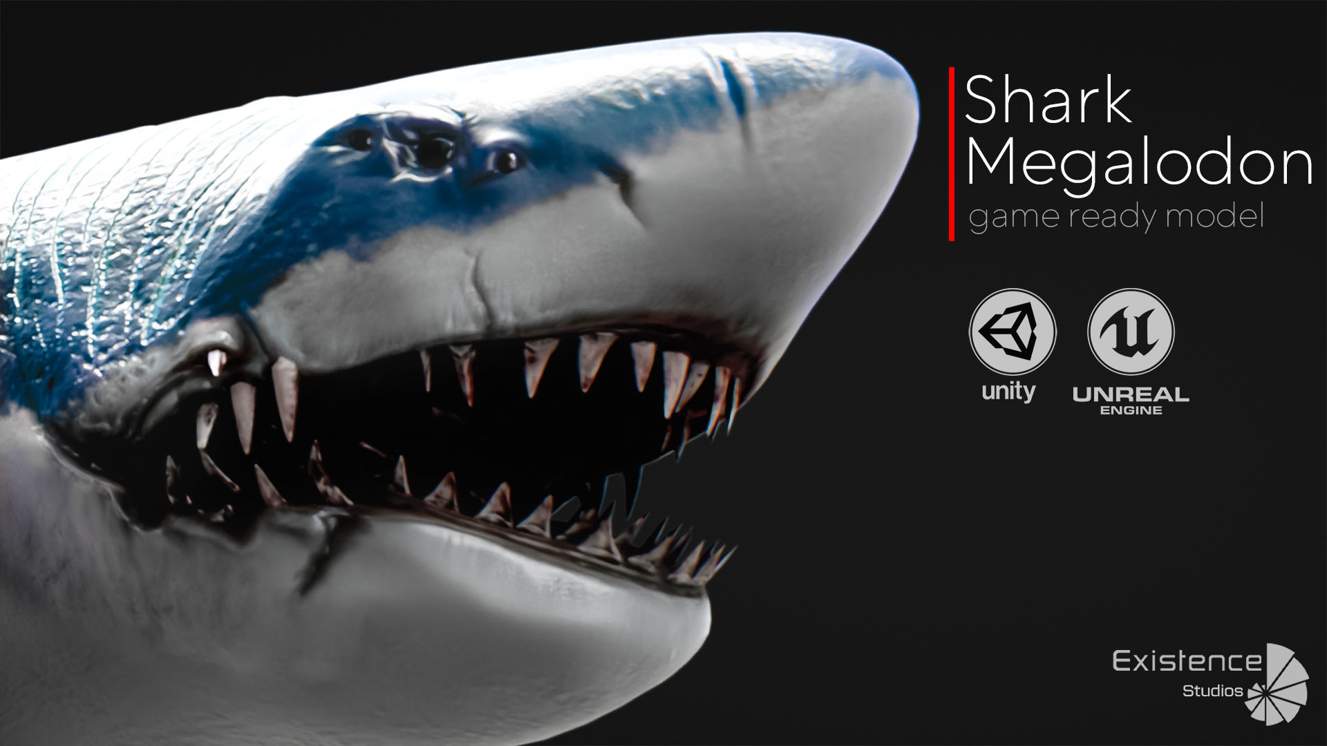 3D model Megalodon Shark Model GameReady Ocean Predator Low poly fish ...