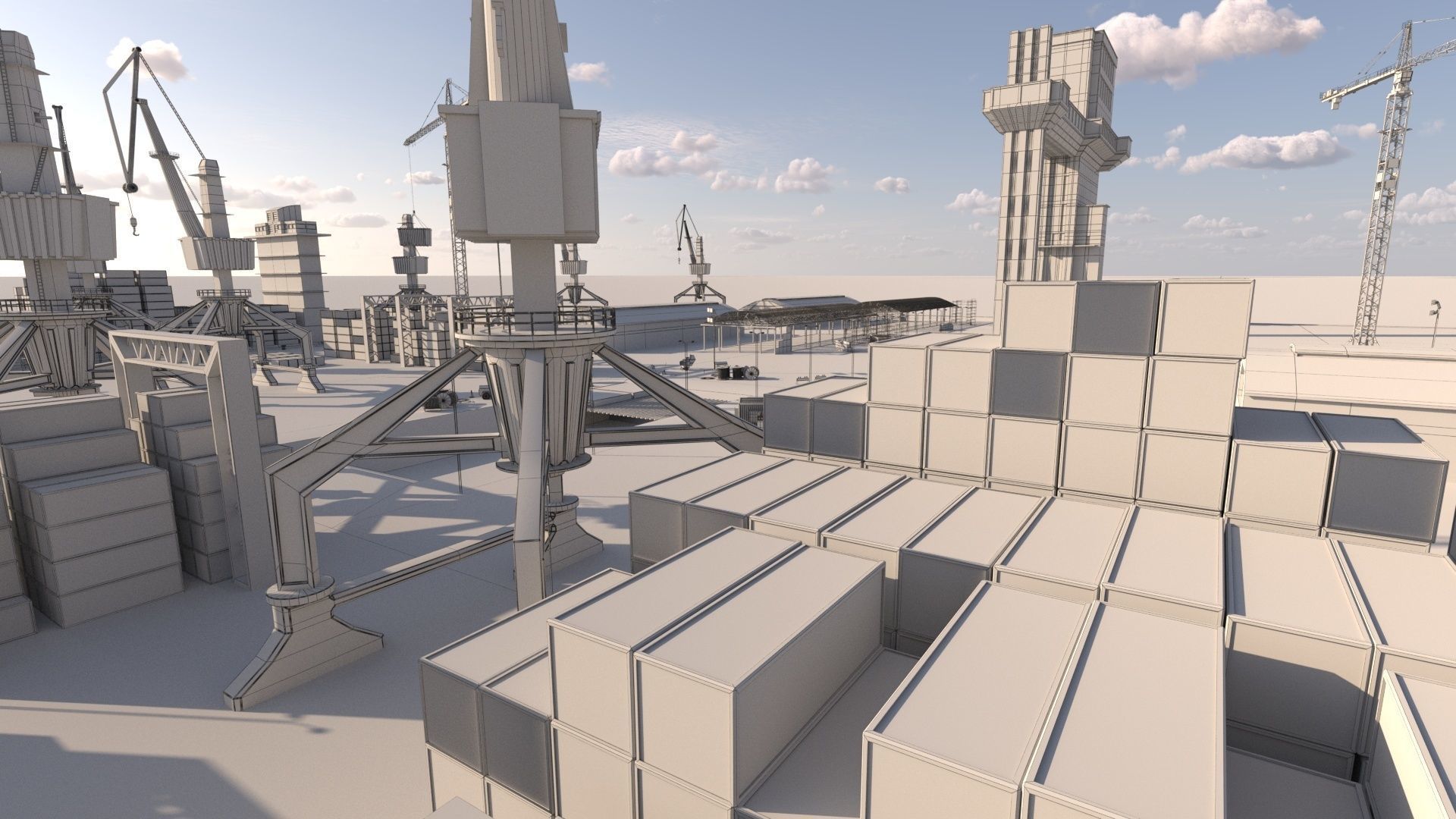 Detailed Commercial Harbor 3D Pack 3D model | CGTrader