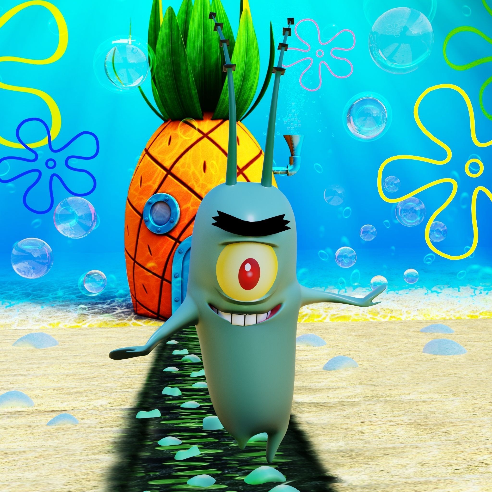 3D model Plankton from Spongebob Squarepants - Rigged PBR VR / AR / low ...