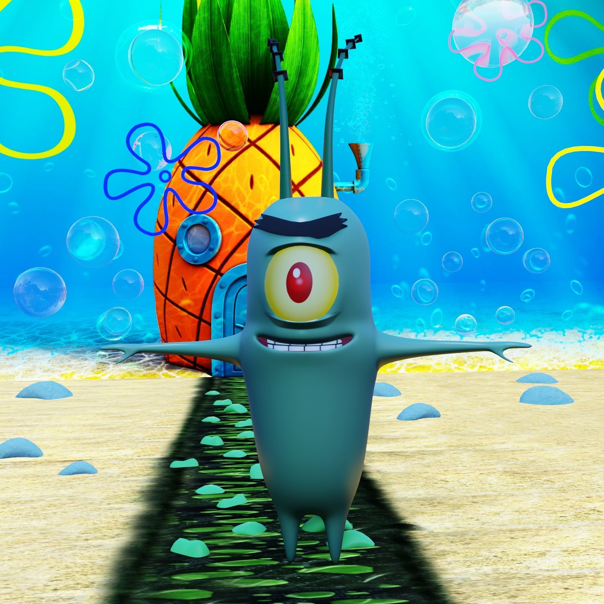 3D model Plankton from Spongebob Squarepants - Rigged PBR VR / AR / low ...