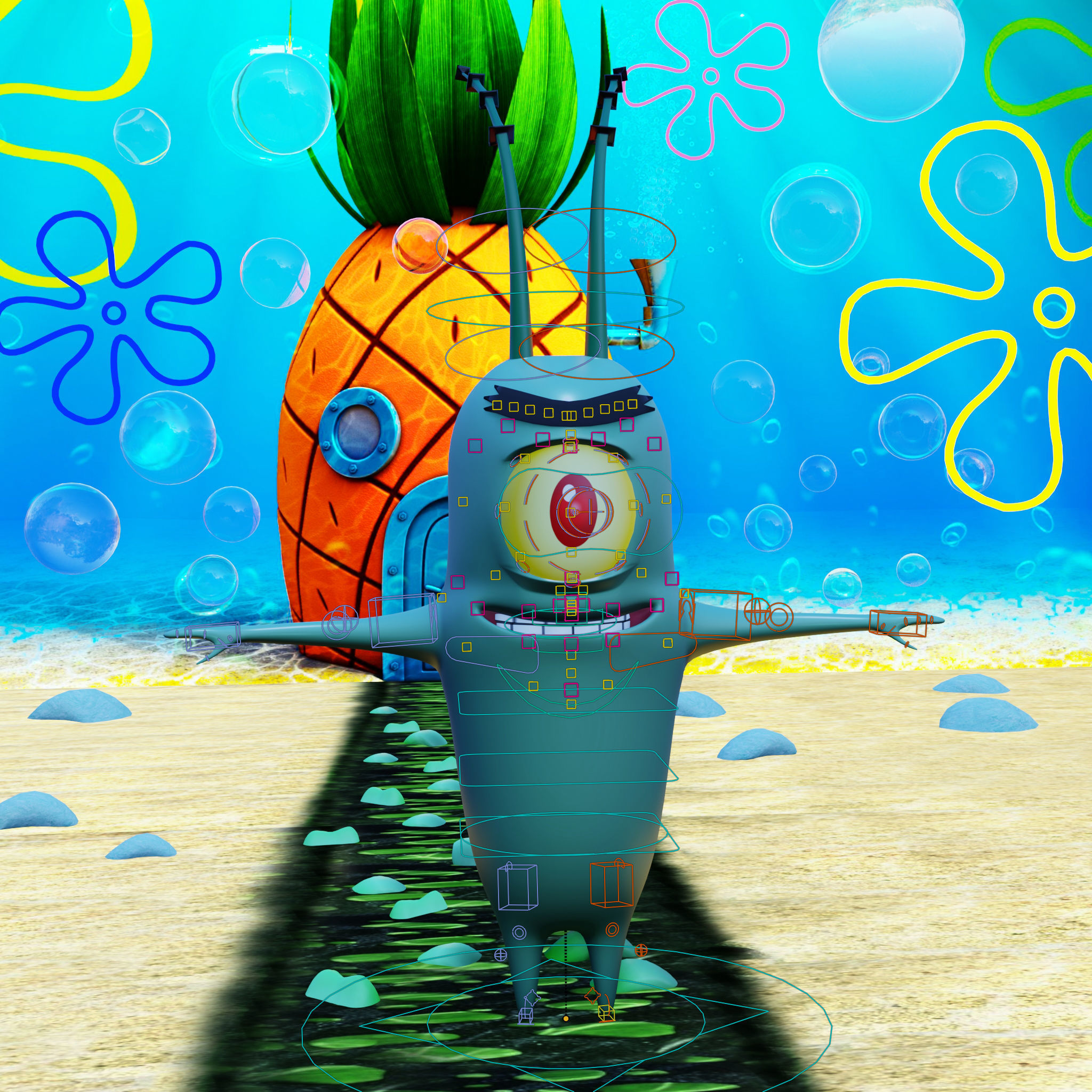 3D model Plankton from Spongebob Squarepants - Rigged PBR VR / AR / low ...