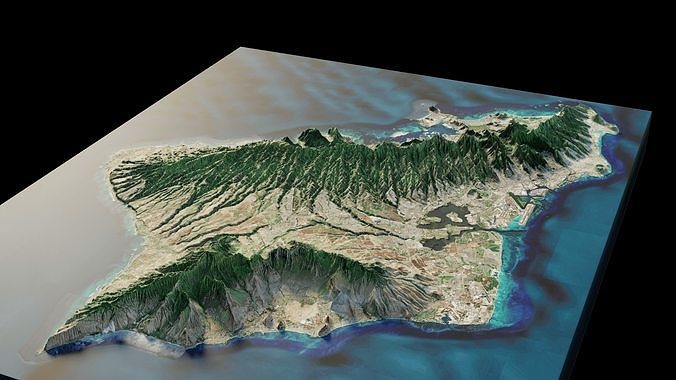 Oahu island full 3d model terrain 3D model | CGTrader
