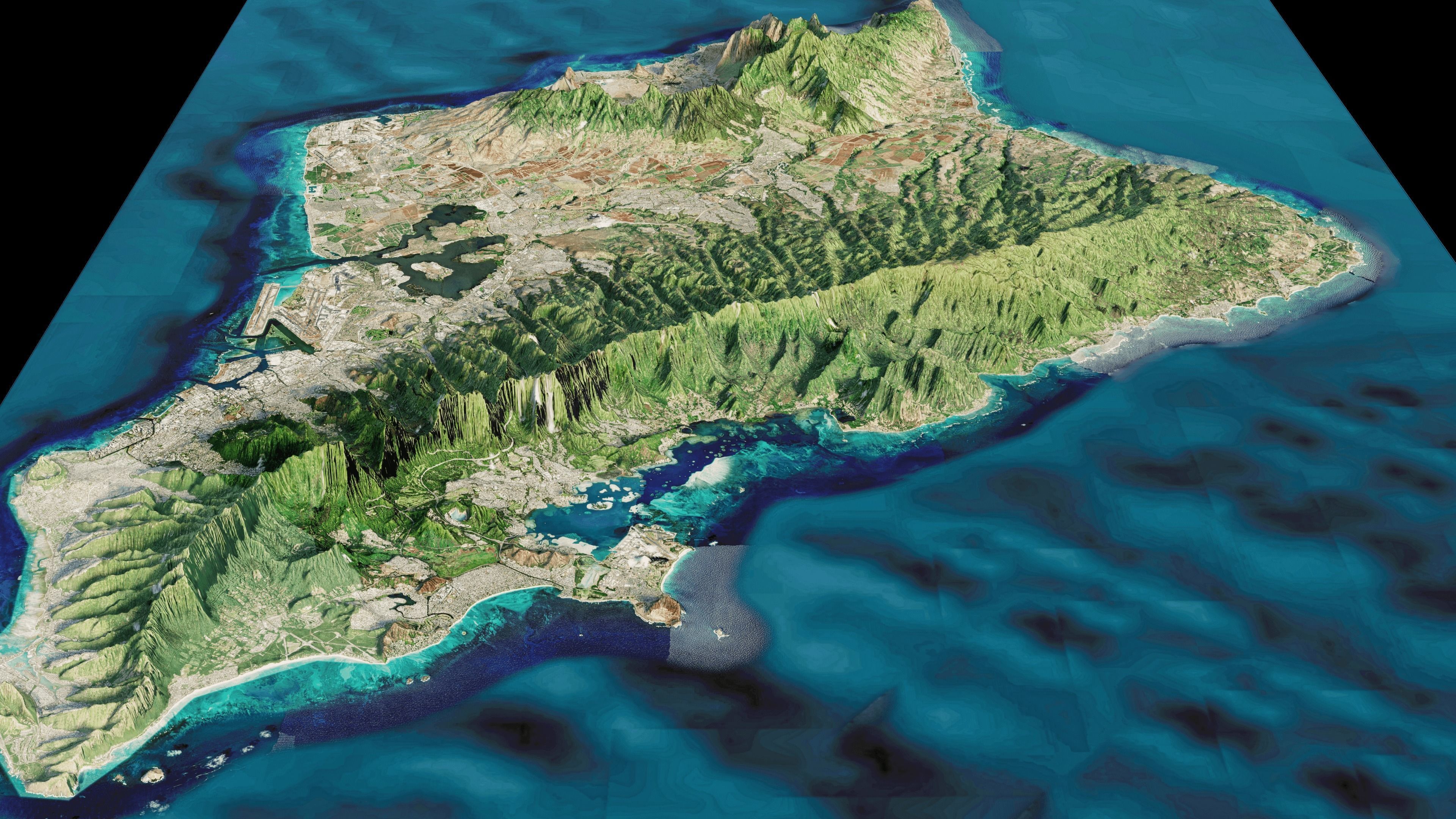 Oahu island full 3d model terrain 3D model | CGTrader
