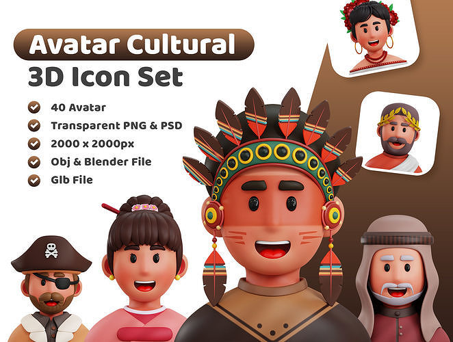 3D model Avatar Cultural Icon Pack 3D Model VR / AR / low-poly | CGTrader