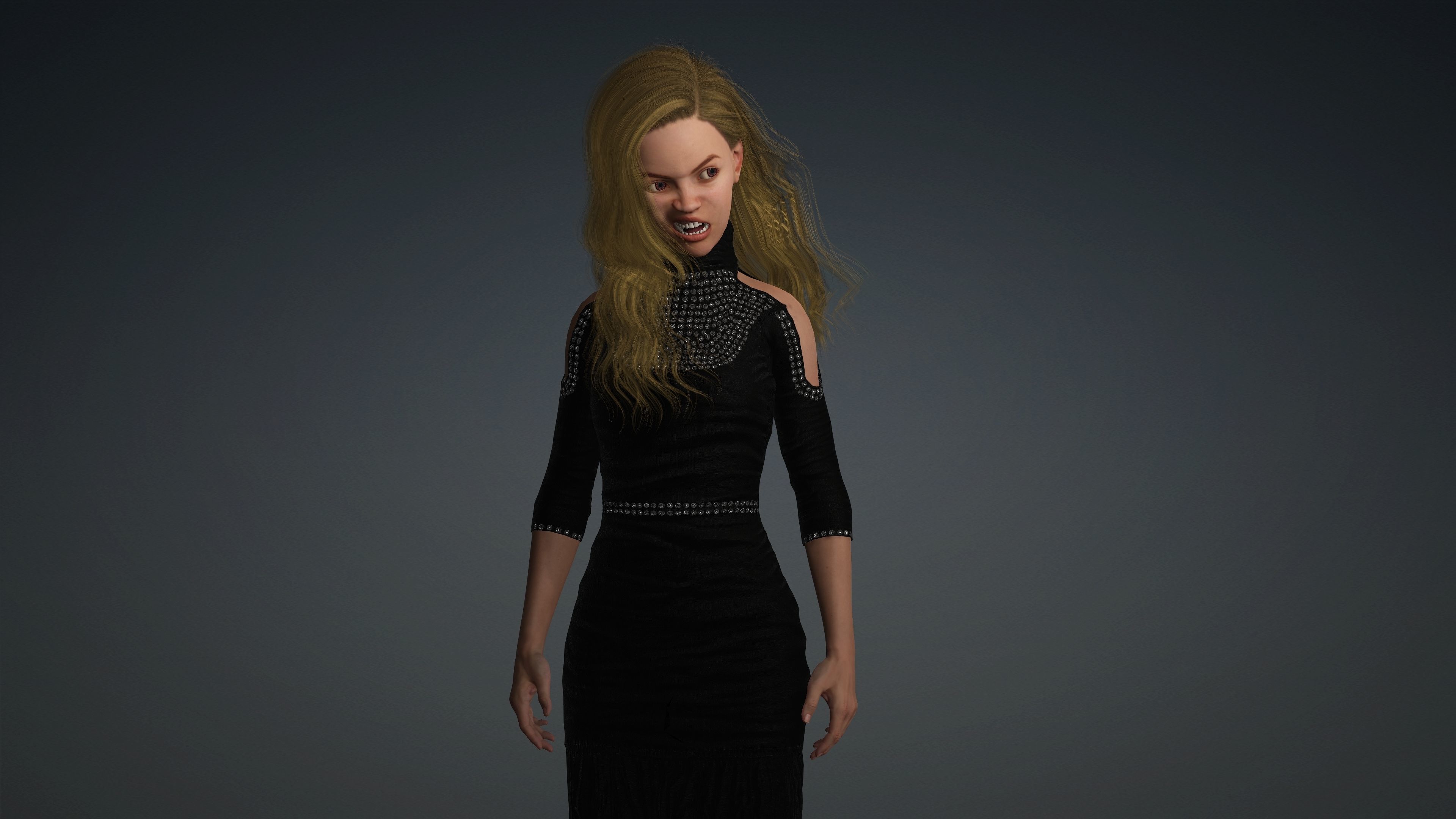 Anger Girl 3D model animated rigged | CGTrader