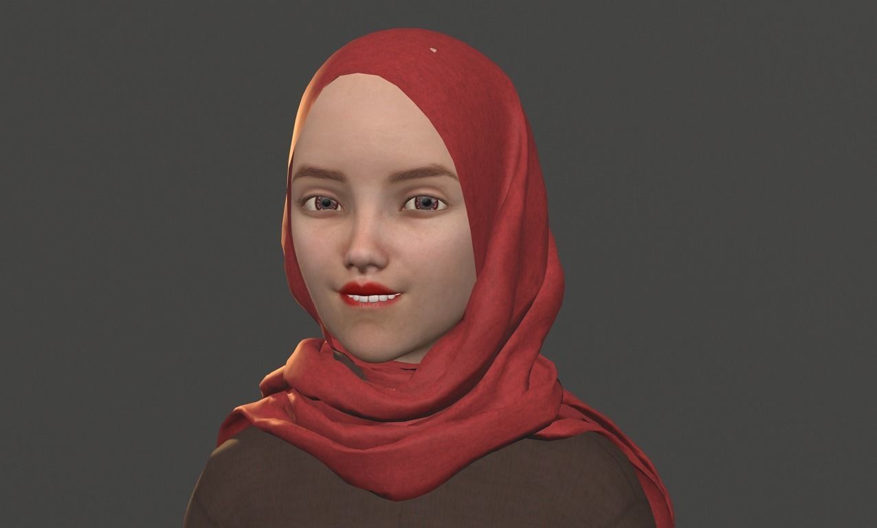 Sofia in hijab - Disney Style 3D model animated rigged | CGTrader