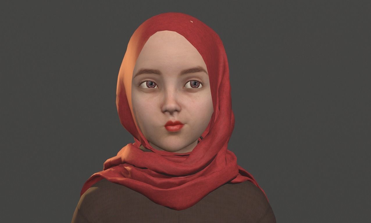 Sofia in hijab - Disney Style 3D model animated rigged | CGTrader