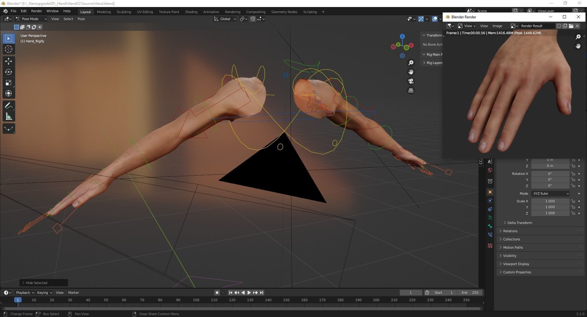 3D model VR 4K Realistic Hands Multi-Skins Colors Rigged HQ VR / AR ...