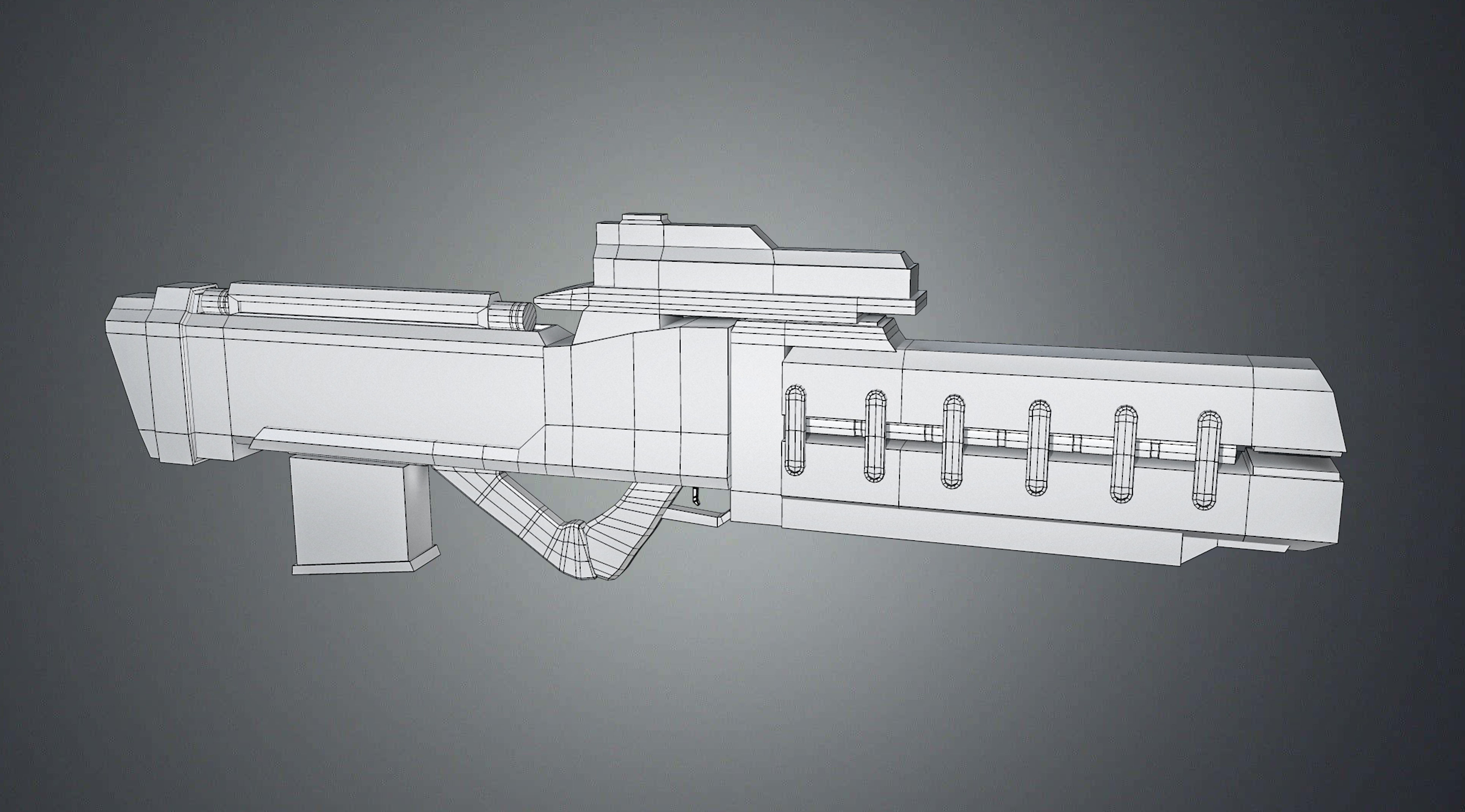 3D model Sci fi Blaster Low poly Game ready asset VR / AR / low-poly ...