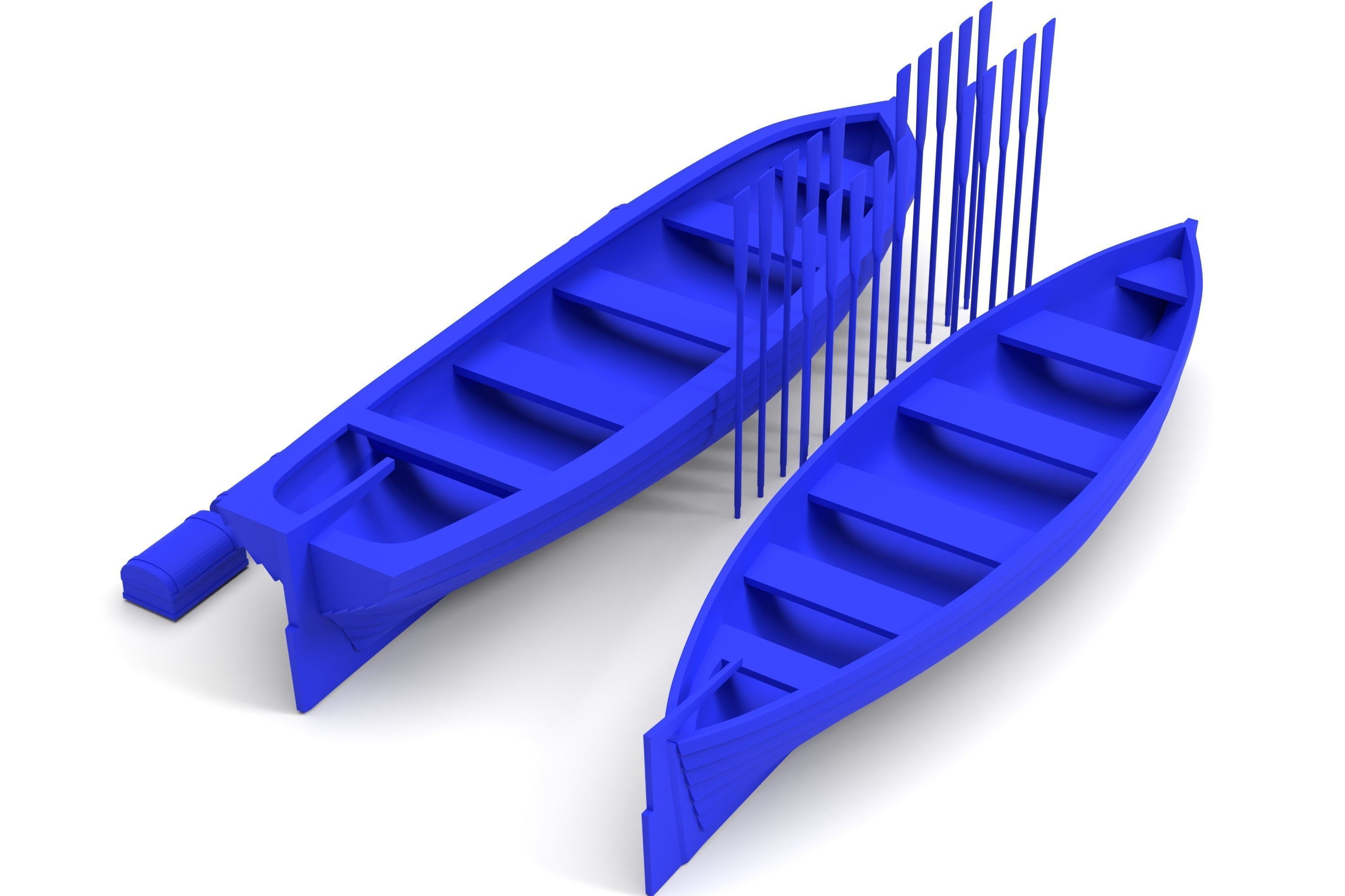 Two boats with oars and chests 3D model 3D printable | CGTrader