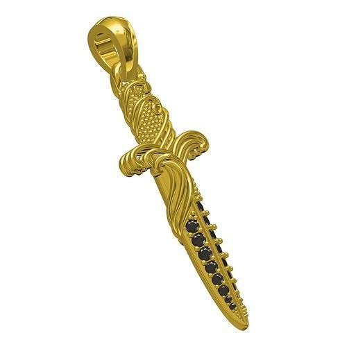 Black Diamond Dagger Knife Pendant 3D model 3D printable | CGTrader