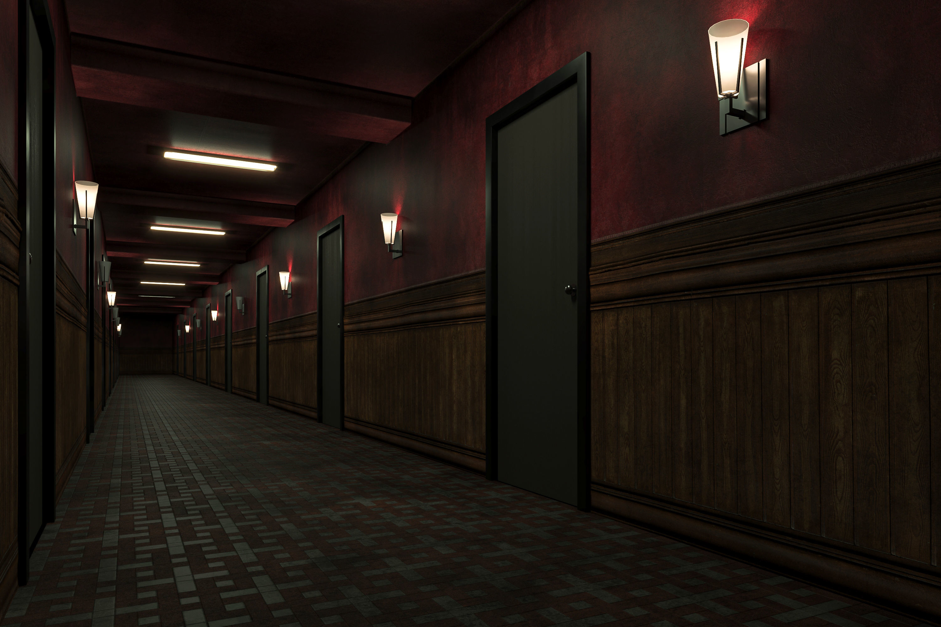 7 Lowpoly Old Dark Scary Corridor 3D Model Collection | CGTrader