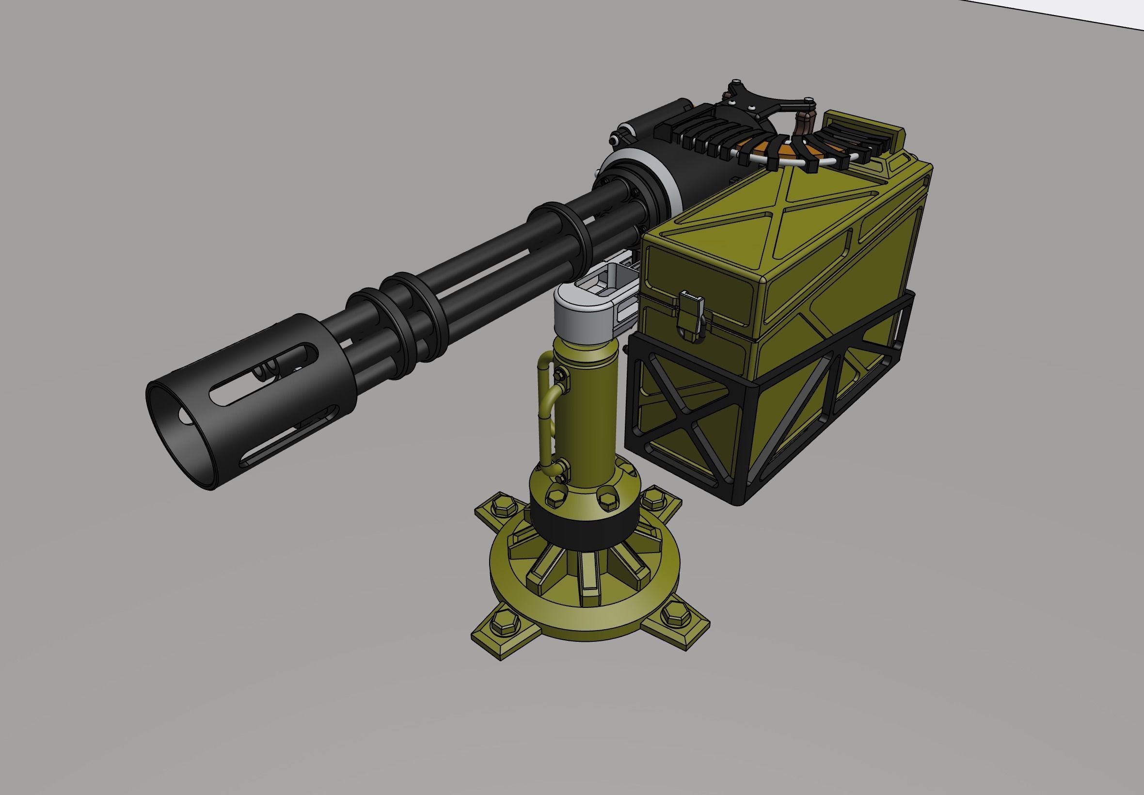 3D Minigun Vulcan model with Gun Base Stand 3D model 3D printable ...
