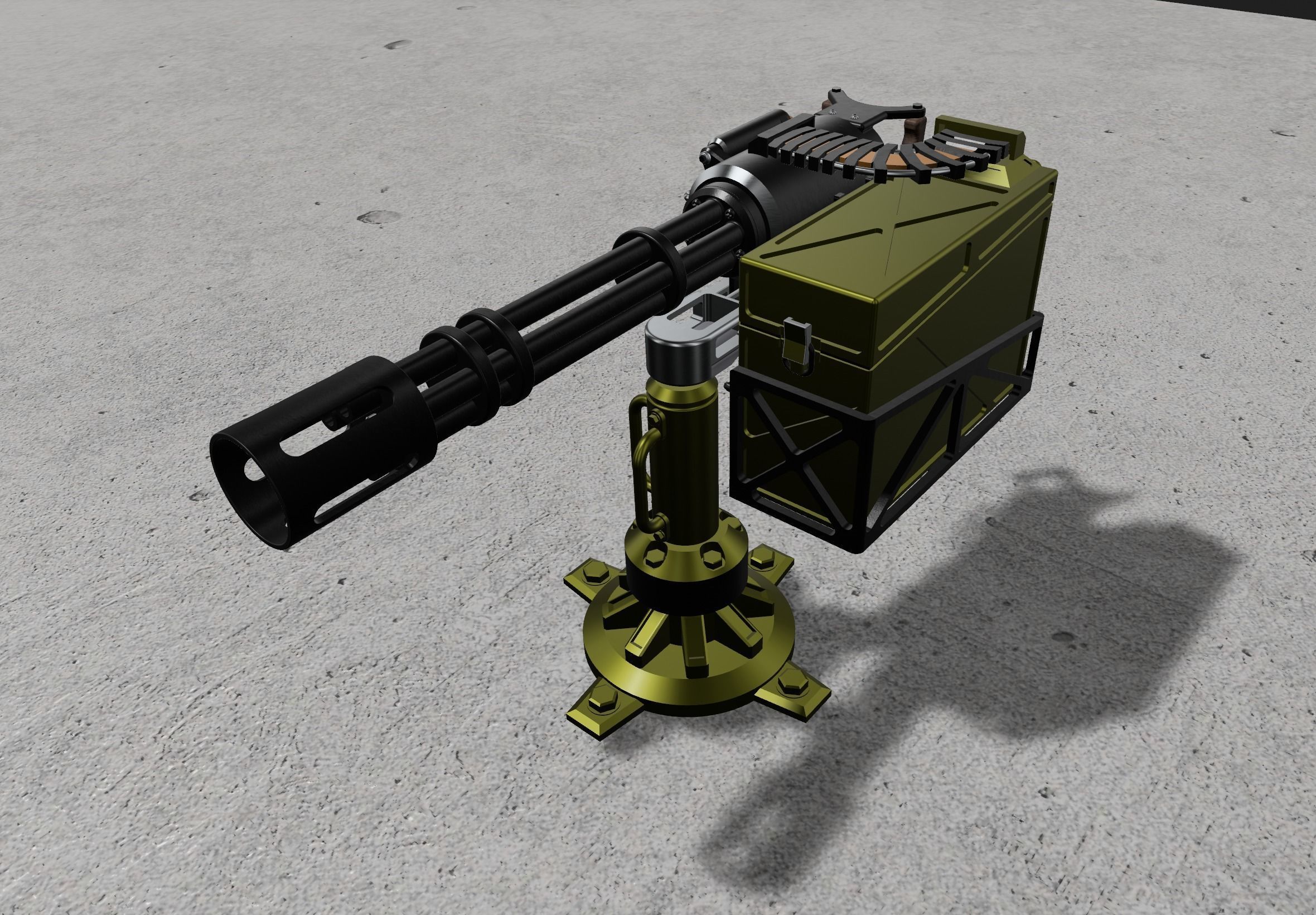 3D Minigun Vulcan model with Gun Base Stand 3D model 3D printable ...