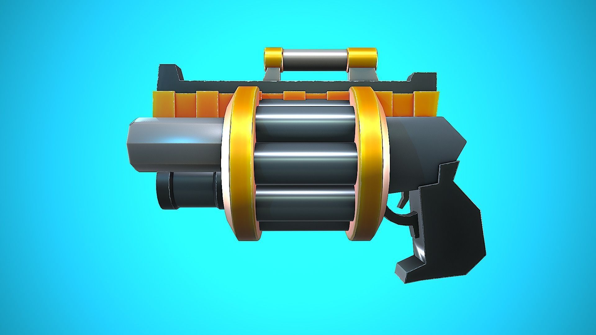 3D model DOUBLE GRENADE LAUNCHER GUN CARTOON STYLIZED VR / AR / low ...