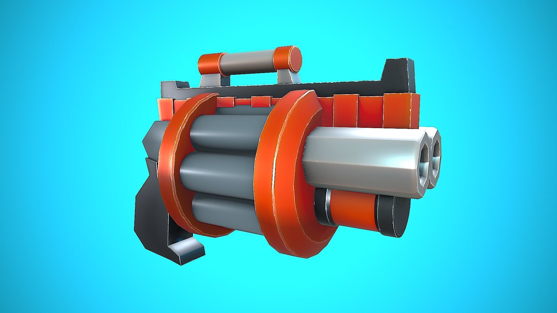 3D model DOUBLE GRENADE LAUNCHER GUN CARTOON STYLIZED VR / AR / low ...