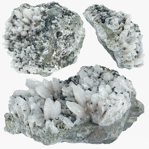 3D model Quartz Pyrite Chalcopyrite VR / AR / low-poly | CGTrader