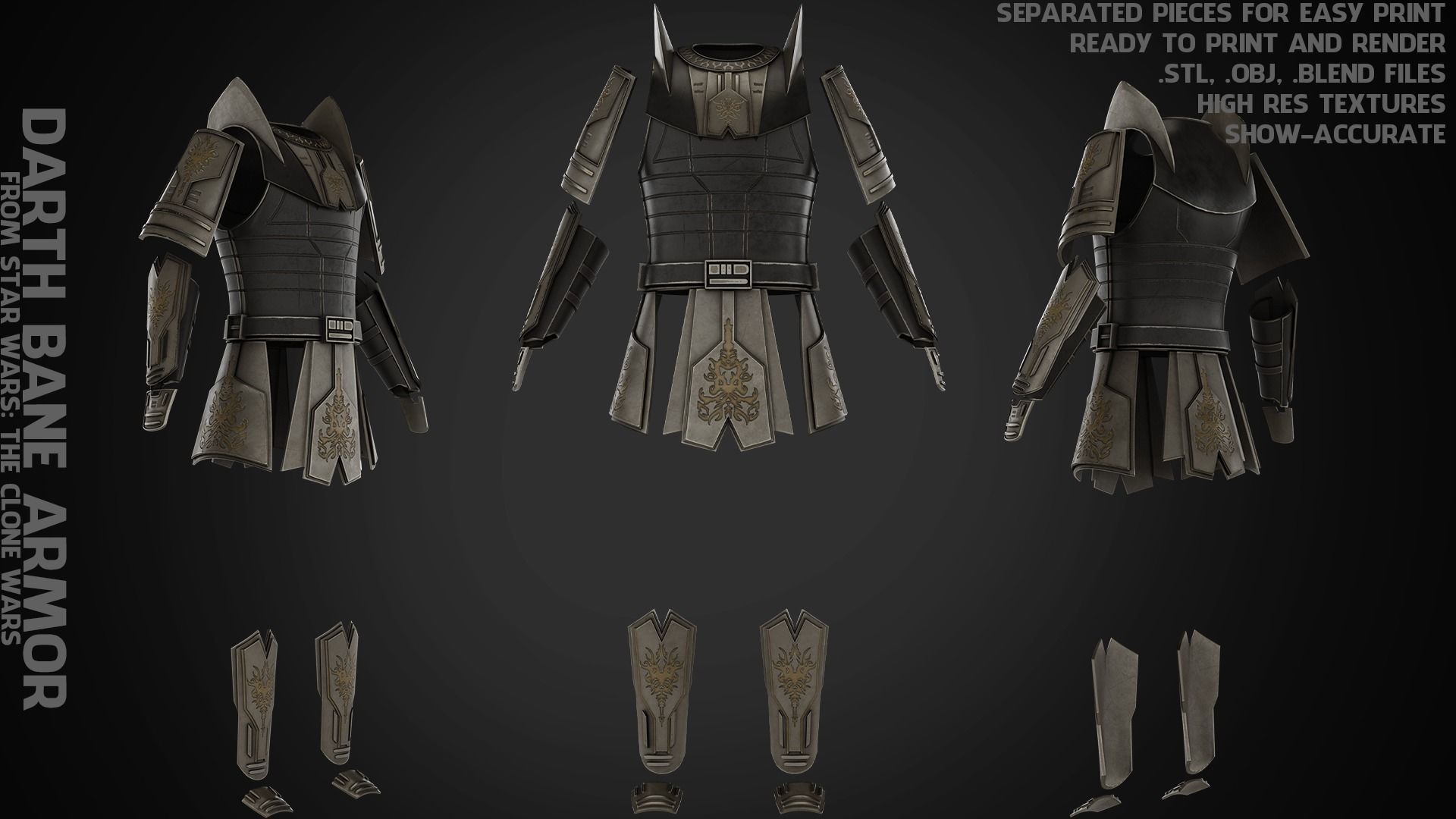 Star Wars Darth Bane Armor for Cosplay 3D model 3D printable | CGTrader