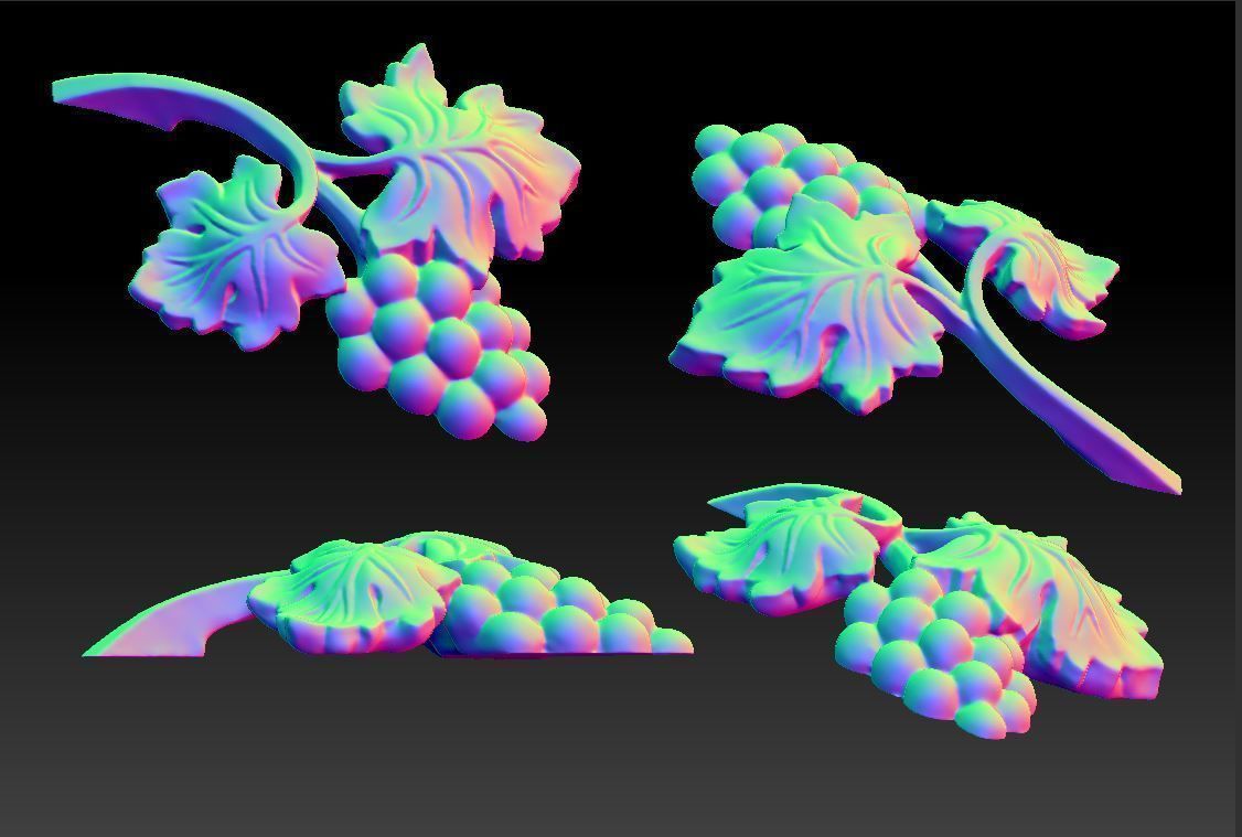 Bunch of grapes vine Decor elements 3D model 3D printable | CGTrader