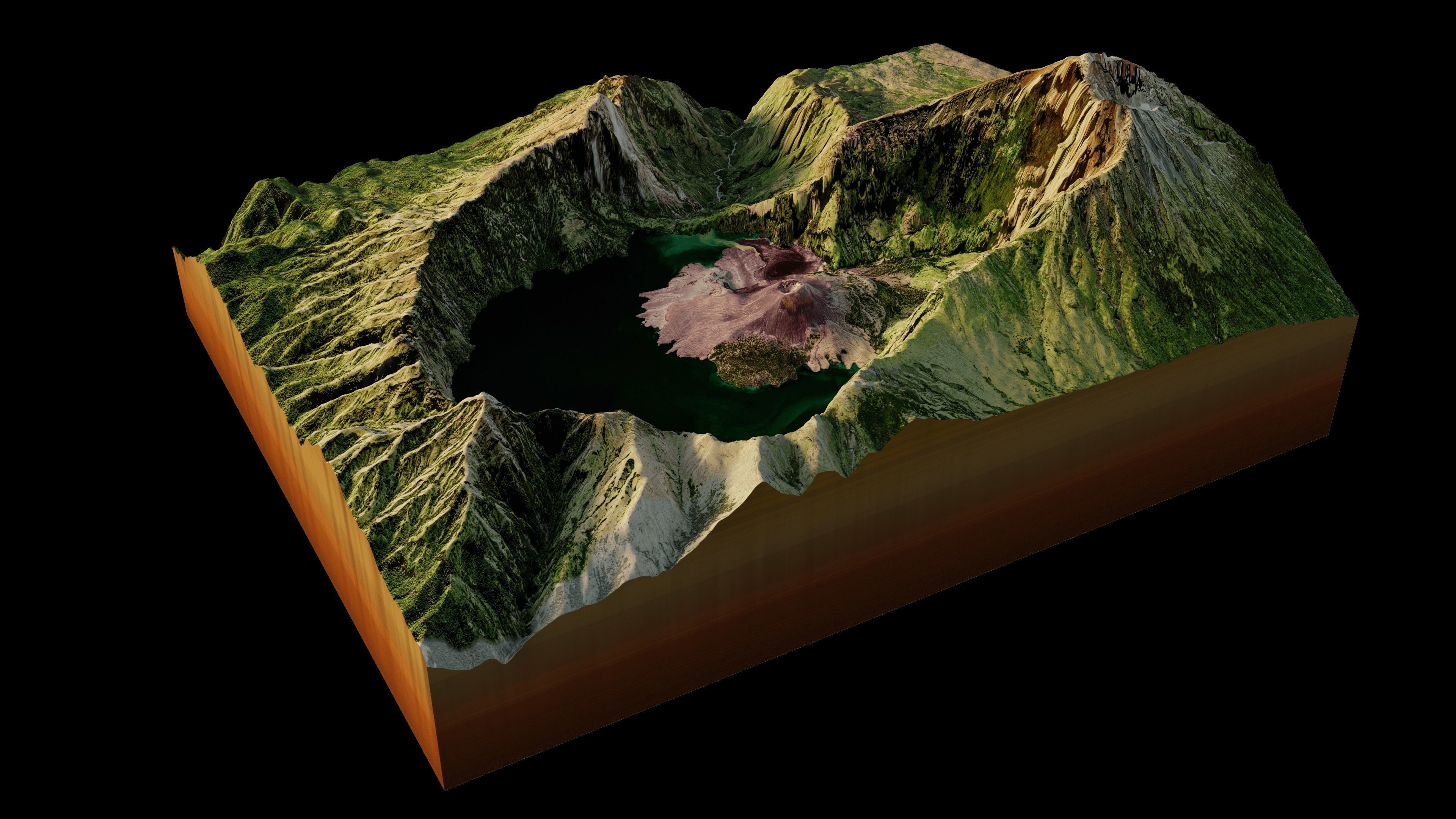Rinjani volcano landscape with caldera and slope 3D model | CGTrader