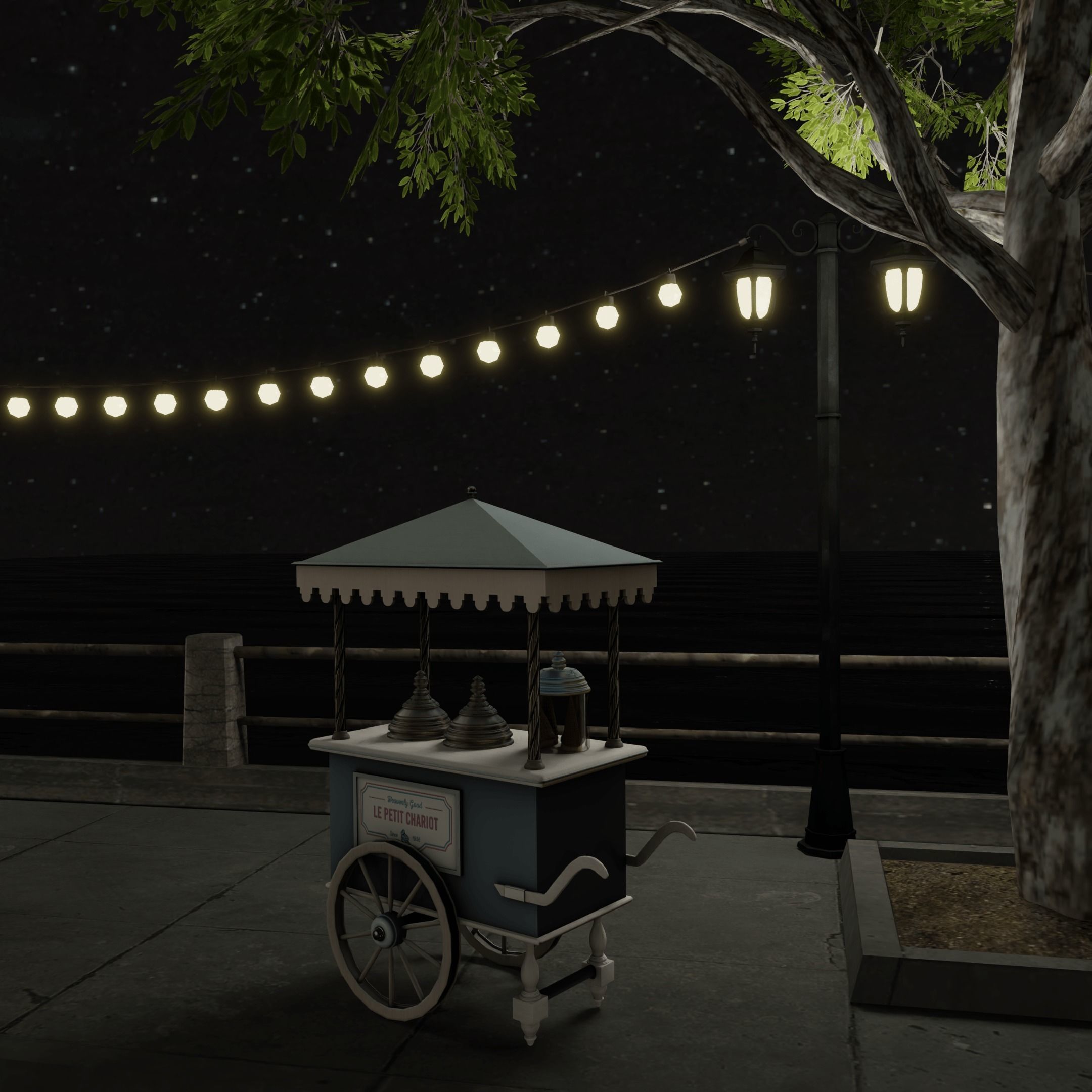 Waterfront Blender Scene - NIGHT 3D model | CGTrader