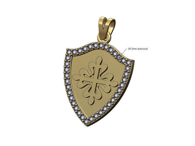 Diamond PP logo shield pendant with bail 3D model 3D printable | CGTrader