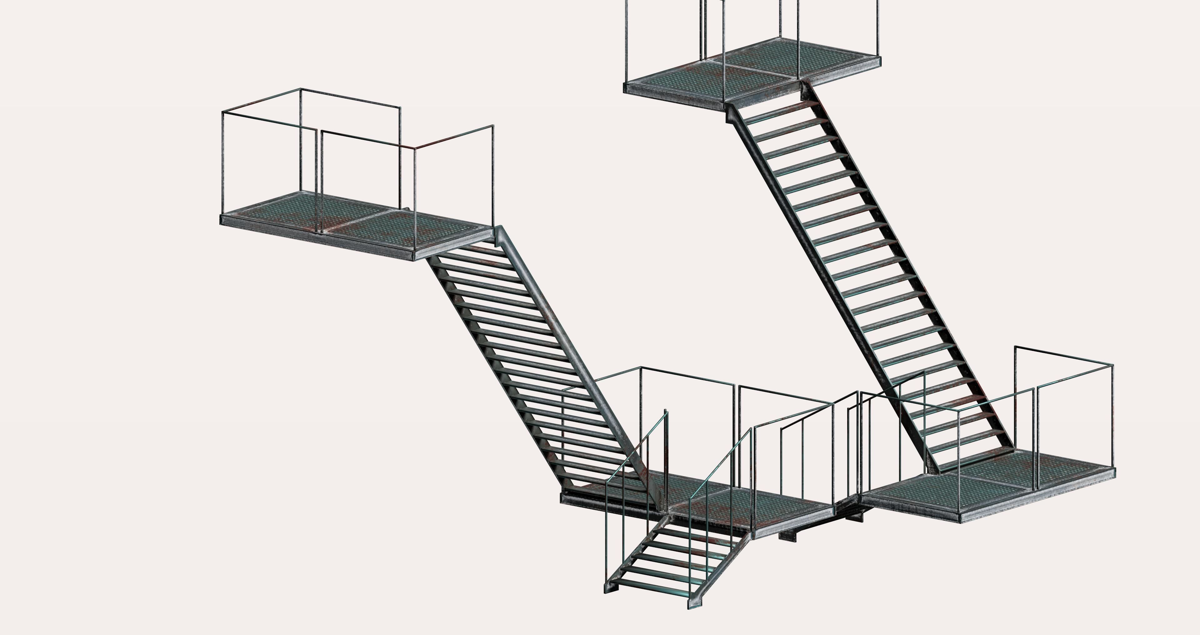 Modular multi-platform stairs 3D model | CGTrader