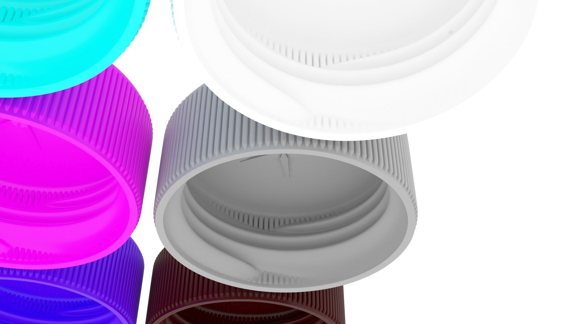 Plastic Bottle Caps Set 3D model | CGTrader