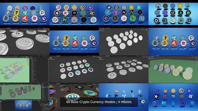 3D Model Collection 60 Base Crypto Currency Models VR / AR / low-poly | CGTrader