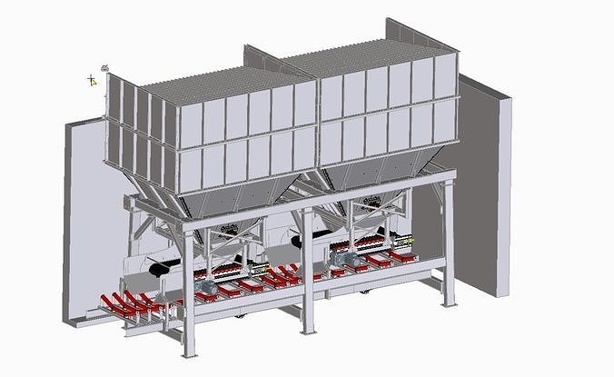 Concerete batching plant feeding hoppers 3D model | CGTrader