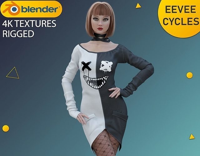 3D model Young Lady with Fancy Chic Party Style Clothes - Rigged - VR ...