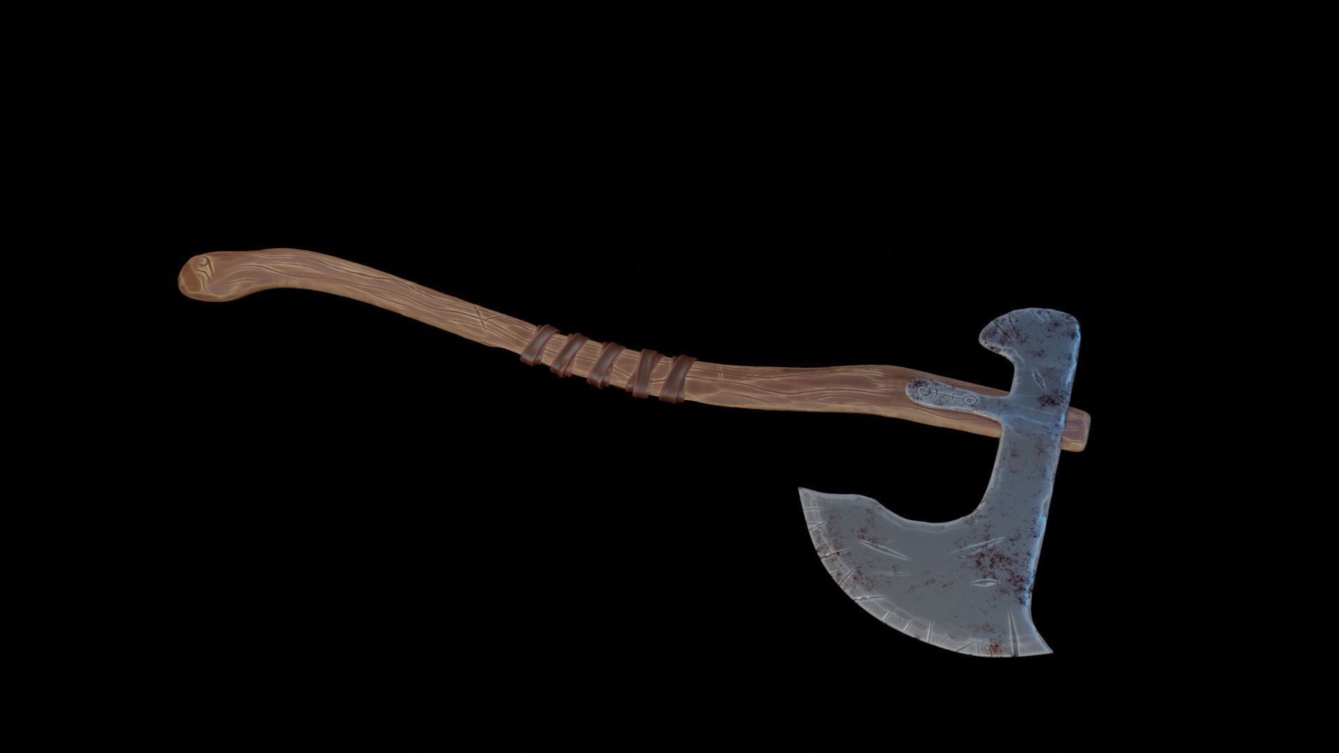 stylised axe in wood and metal with bandage 3D model | CGTrader