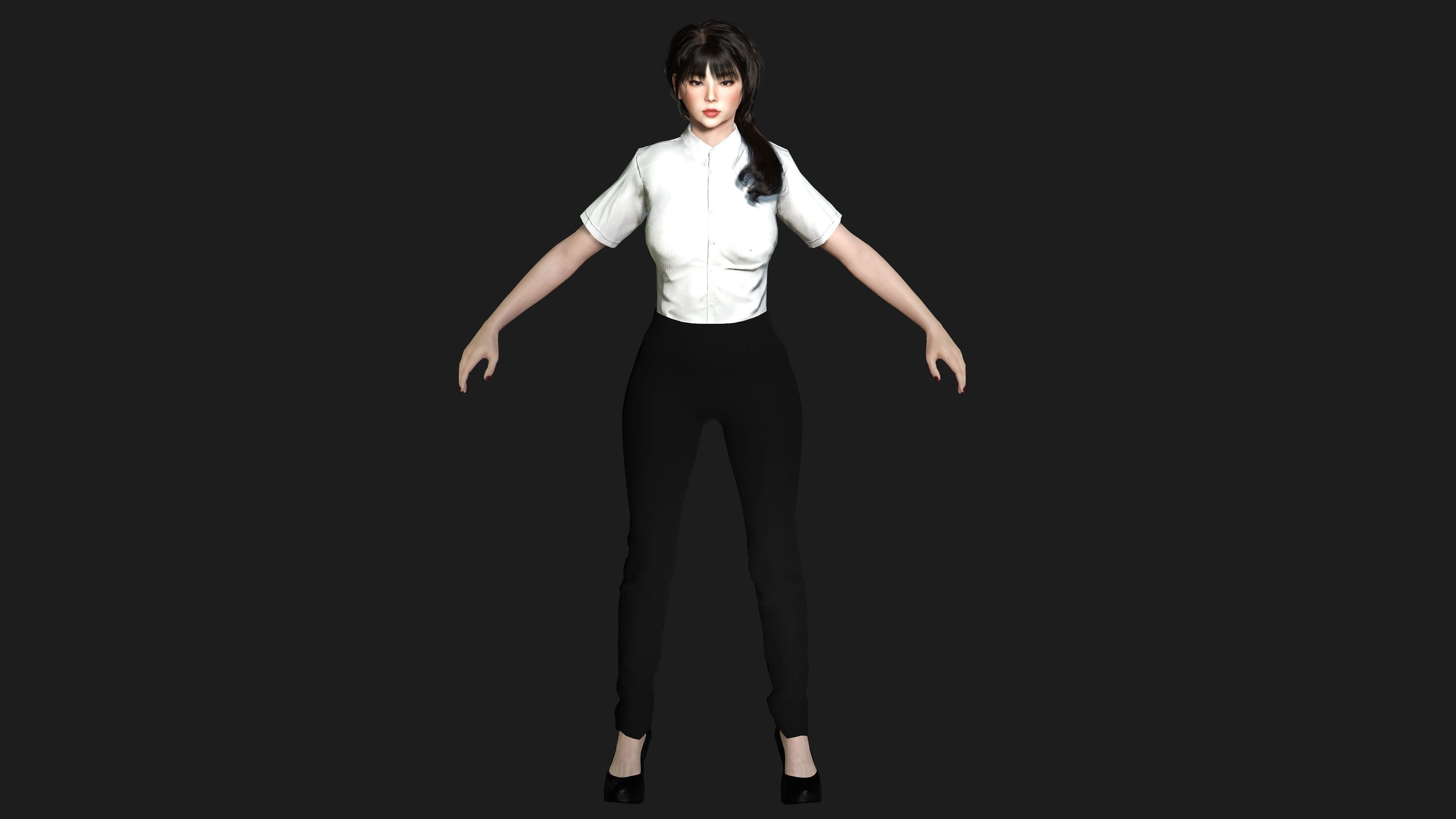 3D model 3D ASIAN FEMALE BUSINESSWOMAN WORKER- REALISTIC GAME CHARACTER ...