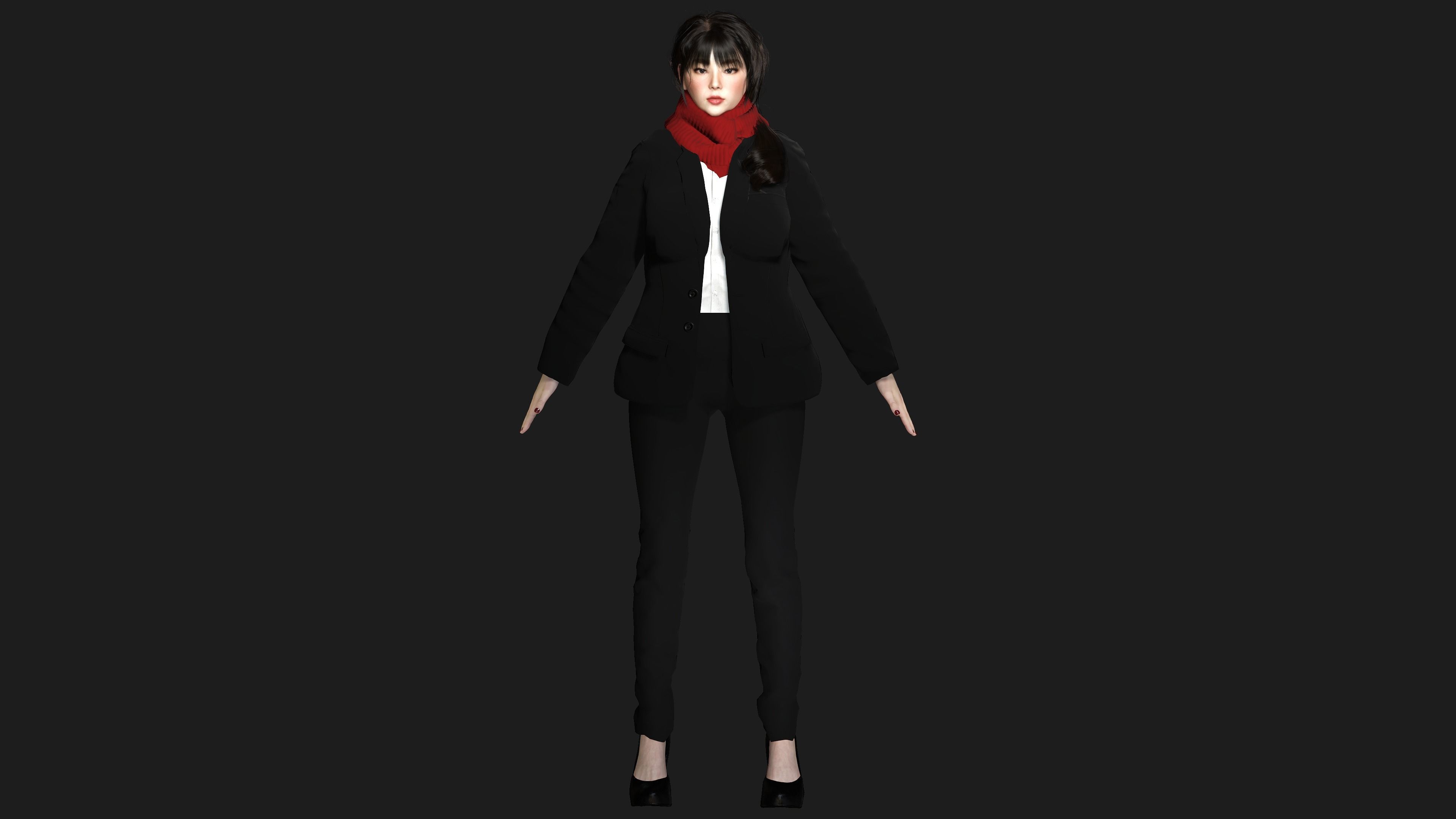 3D model 3D ASIAN FEMALE BUSINESSWOMAN WORKER- REALISTIC GAME CHARACTER ...
